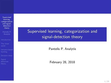 Pdf Supervised Learning Categorization And Signal Detection · Categorization And Signal