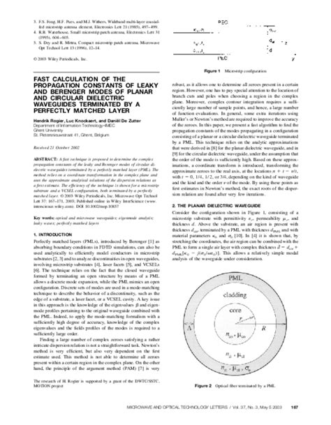 Pdf Fast Calculation Of The Propagation Constants Of Leaky And