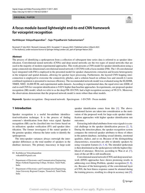 A Focus Module Based Lightweight End To End Cnn Framework For