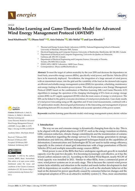 Pdf Machine Learning And Game Theoretic Model For Advanced Wind Energy Management Protocol Awemp