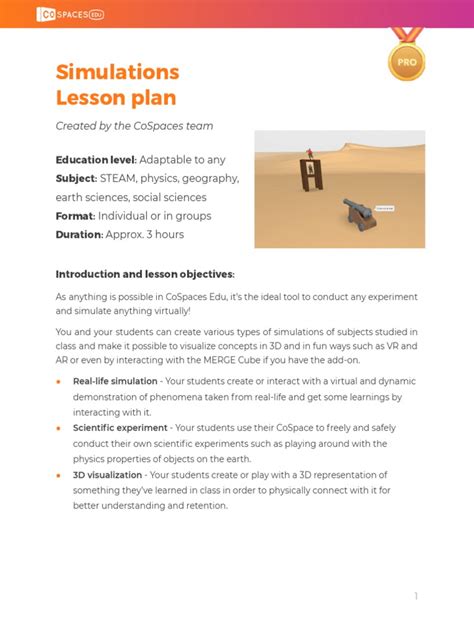simulations lesson plan pdf simulation physics