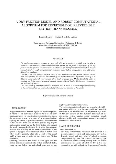 Pdf A Dry Friction Model And Robust Computational Algorithm For Reversible Or Irreversible