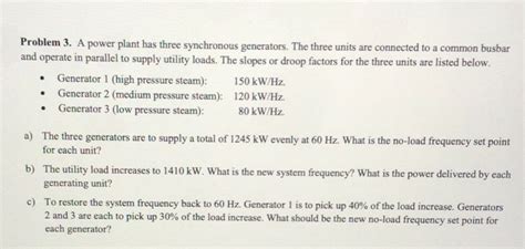 Solved Problem 3 A Power Plant Has Three Synchronous