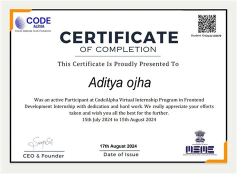 Aditya Ojha On Linkedin Frontenddevelopment Internship Learning Techjourney