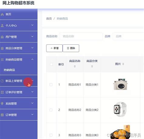 nodejs vue elementui网上购物超市系统java python php 用vue2 node js mysql element