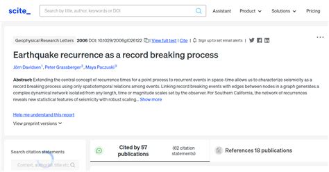 Earthquake Recurrence As A Record Breaking Process [scite Report]