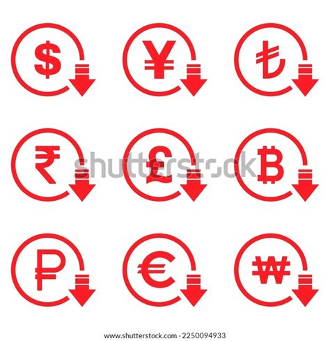 Cost Reduction Decrease Dollar Euro Icon Stock Vector Royalty Free