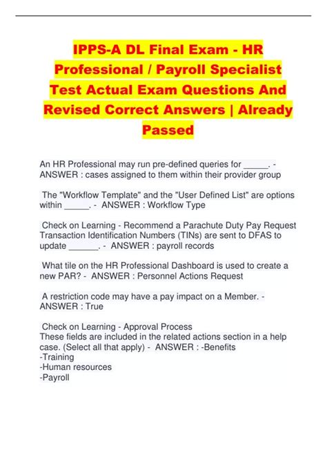Ipps A Dl Final Exam Hr Professional Payroll Specialist Test Actual