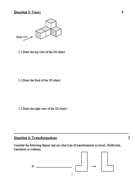 Grade 5 Mathematics Test Term 4 Paper 2 Juffrou 911