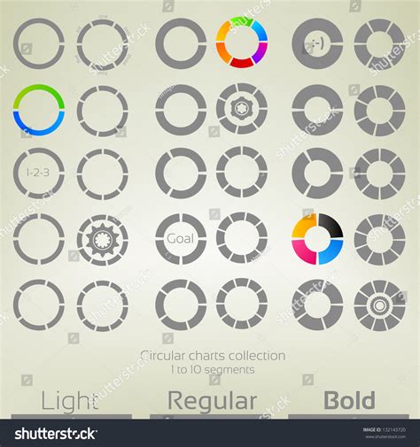Round Graph Circular Charts Set Thirty Stock Vector Royalty Free 132143720 Shutterstock