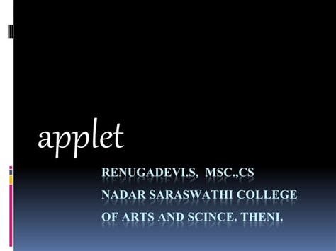 Applet Architecture Introducing Java Applets Ppt