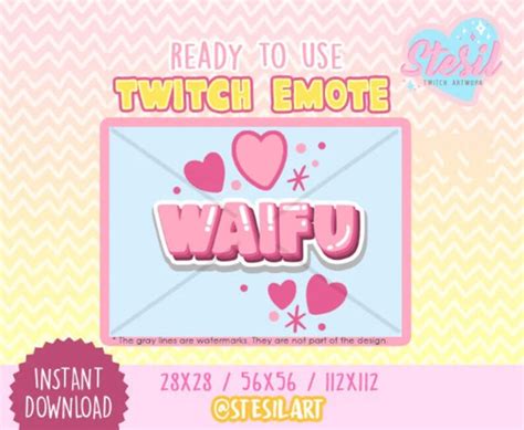 Twitch Emote WAIFU Pastel Kawaii Streamer Graphics Etsy