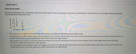 Solved QUESTION 3 Solve The Problem Do Men And Women Run A Chegg Com