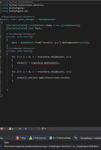 How To Convert Type Unityengine Transform To Type Unityengine Ui Button Error Cs
