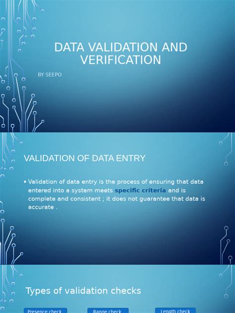 I Am Sharing Data Validation And Verification Comp Sci Presentation By Seepo 1 With You