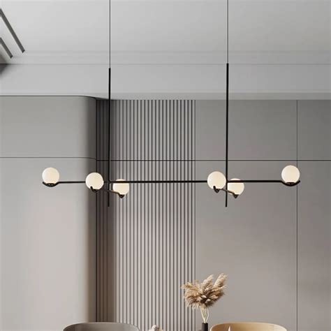 Modern Dining Room Pendant Light White Glass Gold Black Metal Kitchen