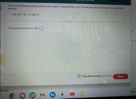 Solved Given The Following Velocity Function Of An Object Chegg Com