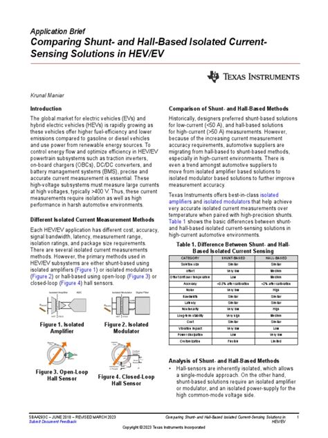 Comparing Shunt And Hall Based Isolated Currentsensing Solutions In Hev Ev Pdf Amplifier