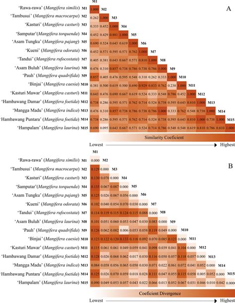 Heatmap Showing The Similarity Coefficient A And Genetic Divergence