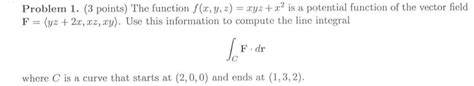 solved problem 1 3 ﻿points ﻿the function f x y z xyz x2