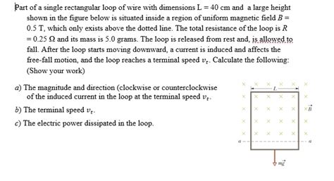 solved part of a single rectangular loop of wire with dimensions l