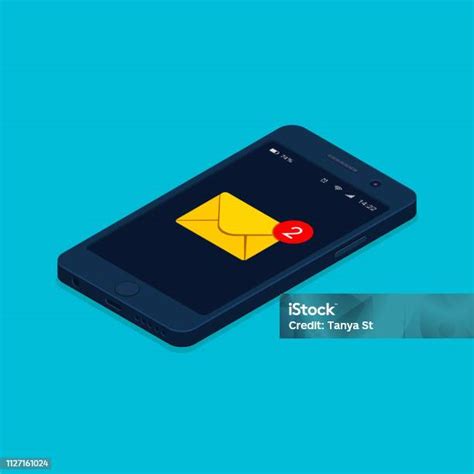 스마트폰 그리고 들어오는 메시지 아이소메트릭 그림입니다 새로운 메일 Sms 알림을 이메일 격리 하는 벡터 일러스트 레이 션 3차원 형태에 대한 스톡 벡터 아트 및 기타