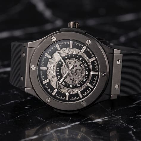 Stainless Steel Skeleton Watch By Dapper Watches 199 Gunmetal