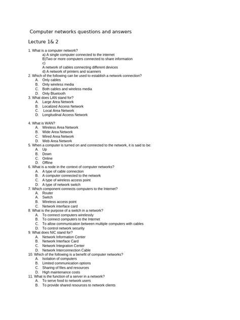 Computer Networks Questions And Answers 2 Pdf Osi Model Internet