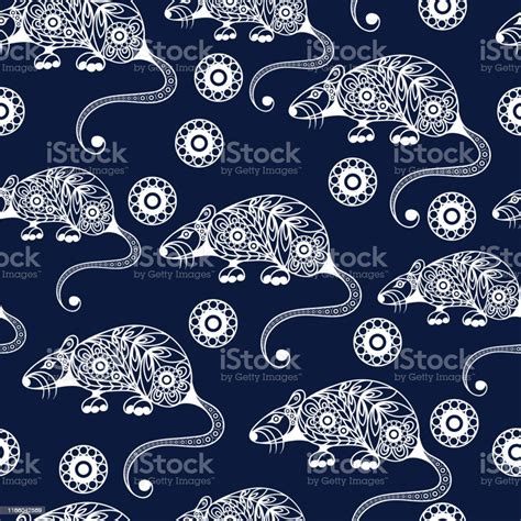 Seamless Texture With Decorative Rat 2 Stock Illustration Download Image Now 2020 Abstract