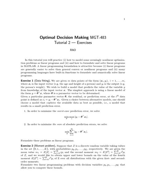 Odm2022 Tutorial 2 Pdf Linear Programming Mathematical Optimization