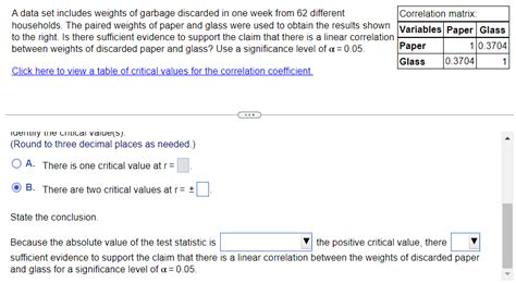 solved a data set includes weights of garbage discarded in
