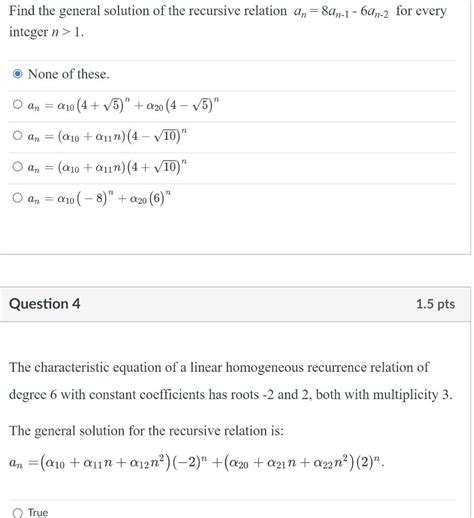 Solved Find The General Solution Of The Recursive Relation Chegg