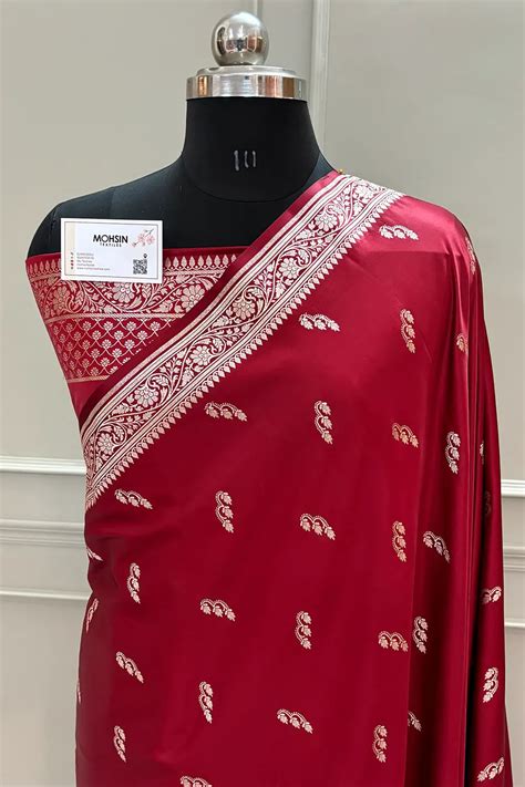 Maroon Candle Katan Silk Banarasi Saree Mohsin Textiles