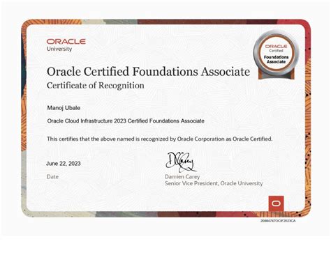 Manoj Ubale On Linkedin Oracle Oci Oracleuniversity Oraclecloudinfrastructure Oraclecertified