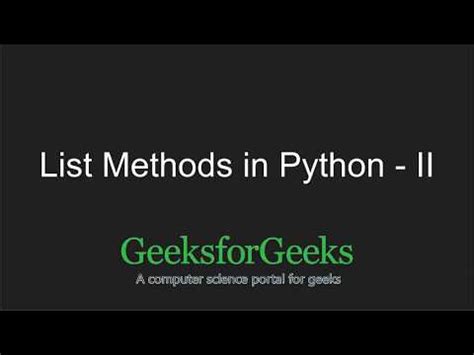 Python Programming Tutorial List Methods Part 2 GeeksforGeeks