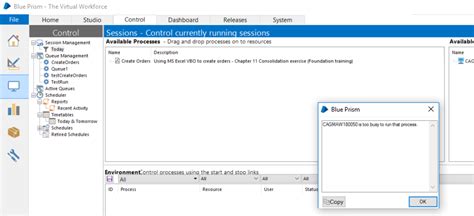 Session How To Resolve Busy Resource In Blueprism To Run A Process In The Control Room