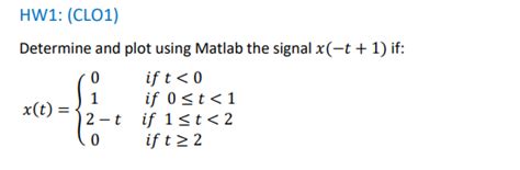 Solved Hw1 Clo1 Determine And Plot Using Matlab The