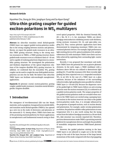 Pdf Ultra Thin Grating Coupler For Guided Exciton Polaritons In Ws2 Multilayers