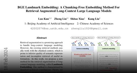 Paper Page Bge Landmark Embedding A Chunking Free Embedding Method