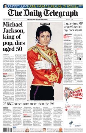 Michael Jackson Death Newspaper Front Pages In