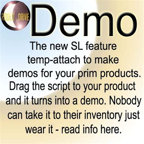 Second Life Marketplace Demo Script Temp Attach To Chest