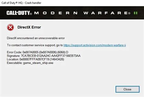 Directx Crash Since S4r R Modernwarfareii