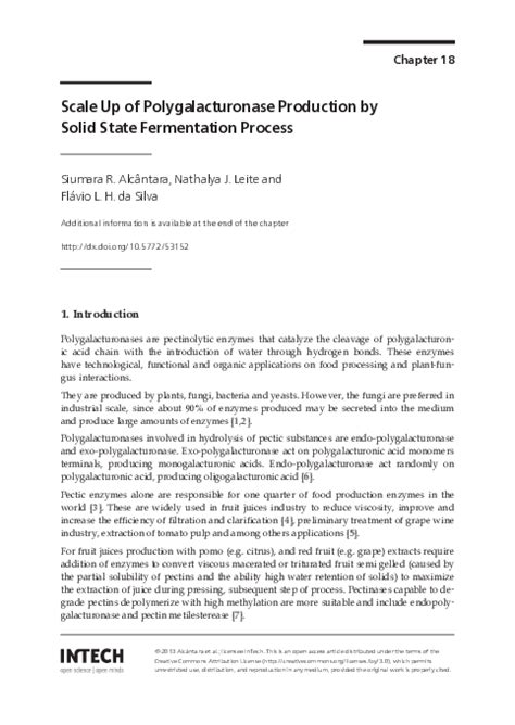 Pdf Scale Up Of Polygalacturonase Production By Solid State