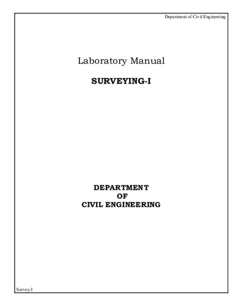 Pdf Laboratory Manual Surveying I Department Of Civil Engineering