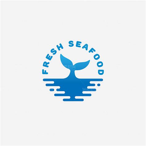 蓝色抽象海洋海鲜logo矢量素材