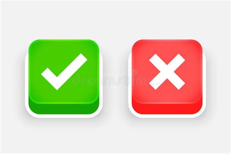 3d Style Tick And Cross Checkmark Button Icon Design Stock Illustration