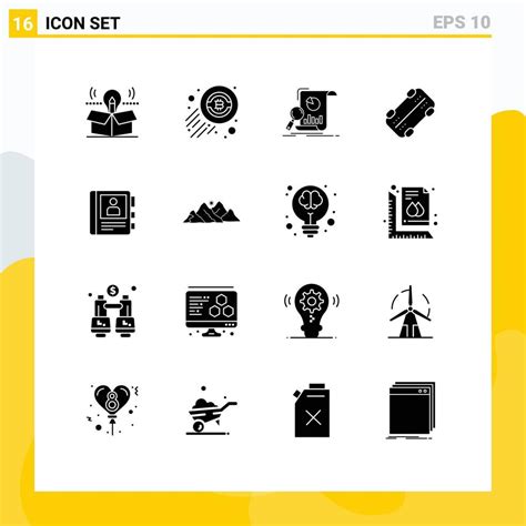 Universal Icon Symbols Group Of 16 Modern Solid Glyphs Of Book Sport Analysis Skateboard
