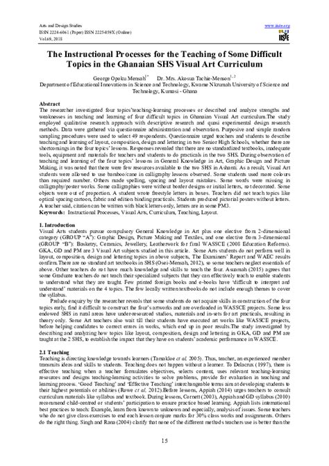 Pdf The Instructional Processes For The Teaching Of Some Difficult Topics In The Ghanaian Shs