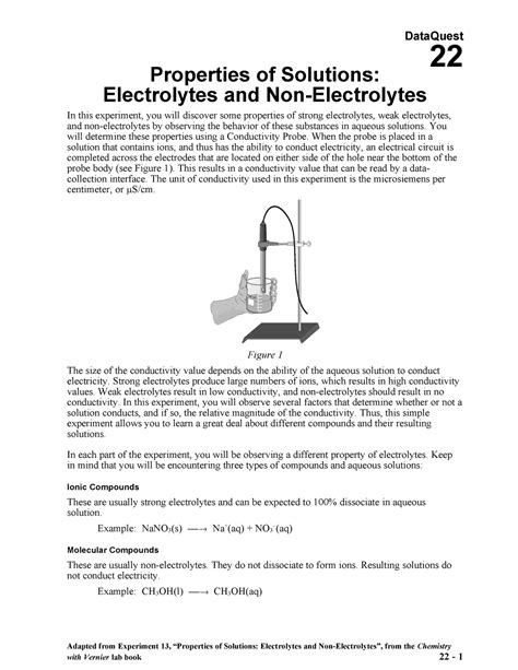 Electrolytes Nspire Student Adapted From Experiment Properties Of Solutions