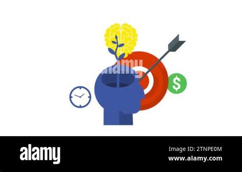 Human Brain With A Growing Positive Thinking Animation Business People Connecting Gears On